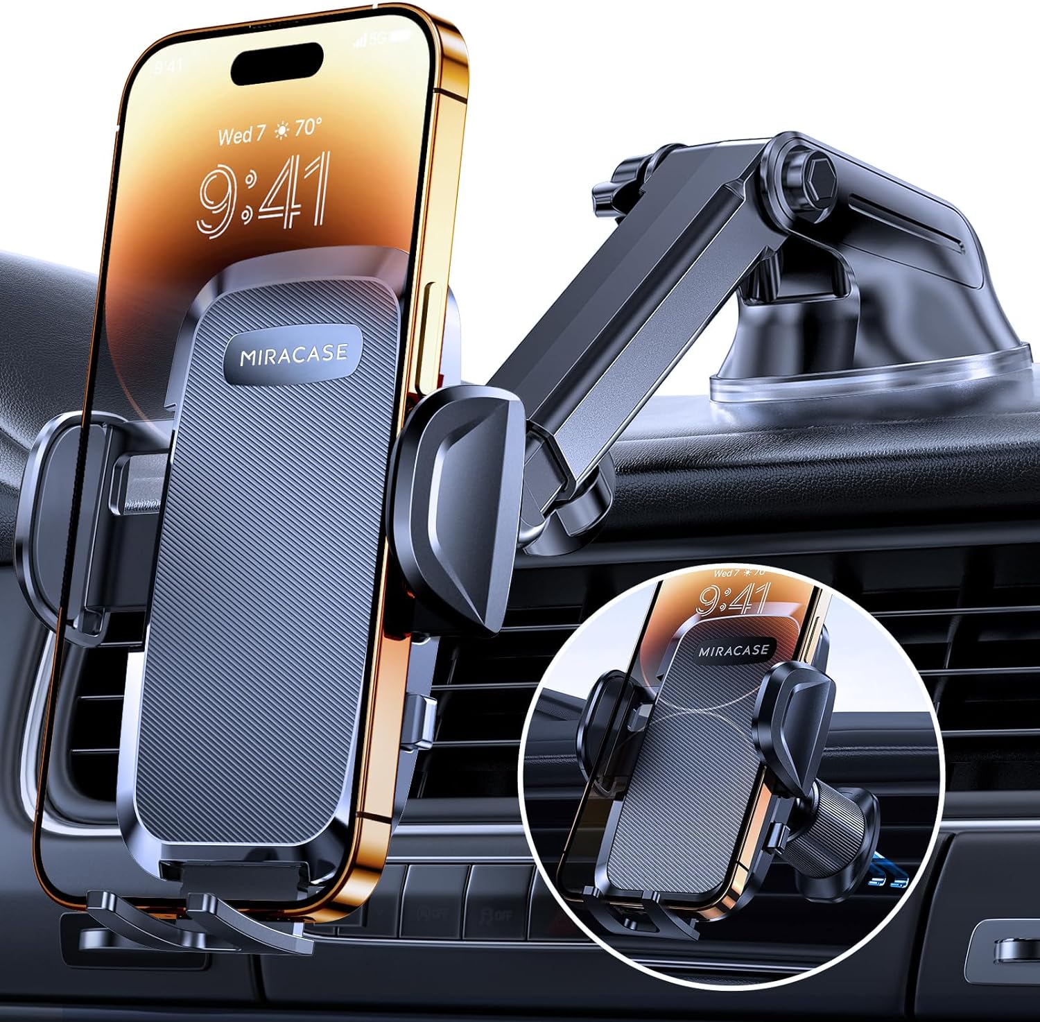 Car Mount 3 in 1 Phone Holder for Dashboard Windshield Vent